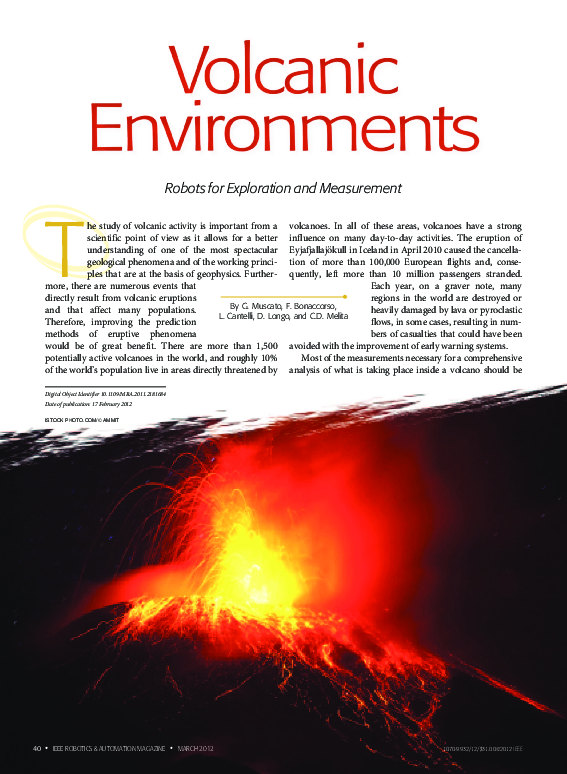 (PDF) Volcanic Environments: Robots for Exploration and Measurement