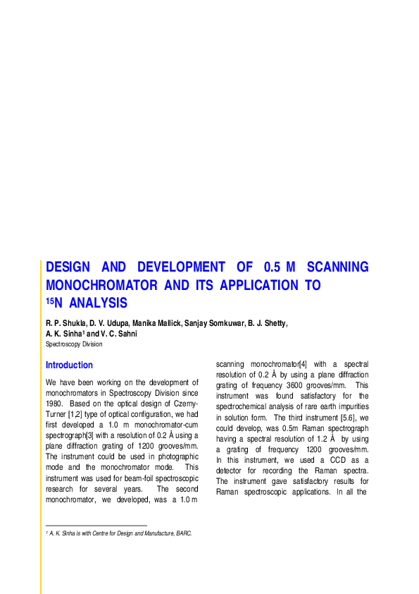 (PDF) DESIGN AND DEVELOPMENT OF 0.5 M SCANNING MONOCHROMATOR AND ITS ...