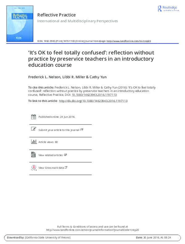 (PDF) 'It's OK to feel totally confused': reflection without practice ...