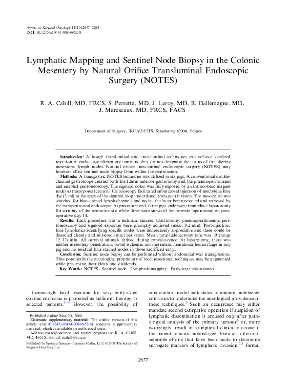 (PDF) Lymphatic Mapping and Sentinel Node Biopsy in the Colonic ...