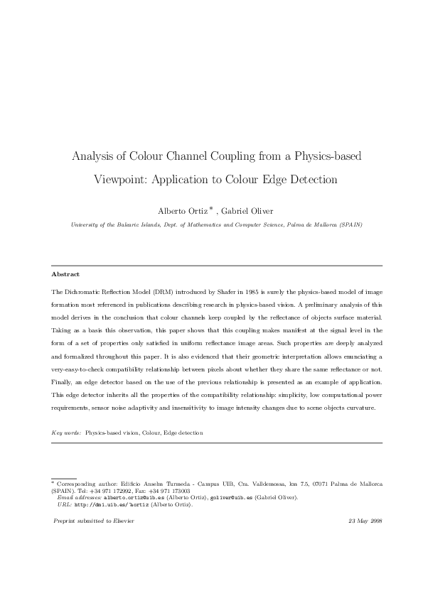 (PDF) Analysis of colour channel coupling from a physics-based viewpoint: Application to colour ...