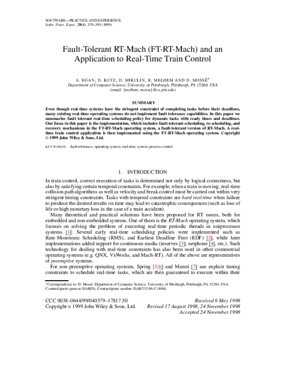 Pdf Fault Tolerant Rt Mach Ft Rt Mach And An Application To Real