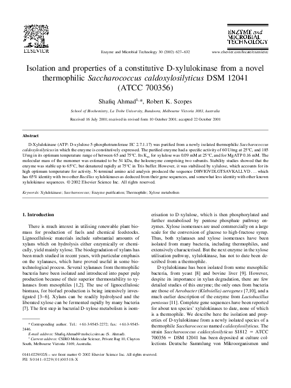 (PDF) Isolation and properties of a constitutive D-xylulokinase from a ...