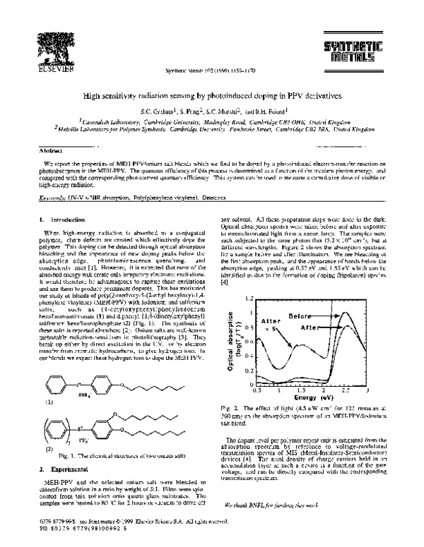 (PDF) High sensitivity radiation sensing by photoinduced doping in PPV ...