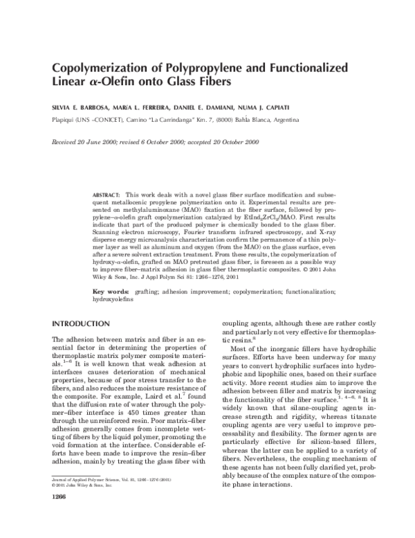 (PDF) Copolymerization of polypropylene and functionalized linear ...