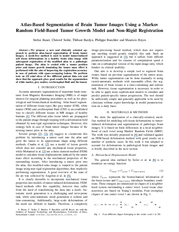 (PDF) Atlas-based segmentation of brain tumor images using a Markov Random Field-based tumor ...