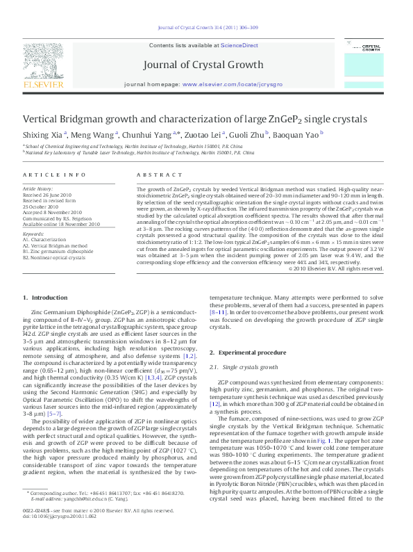 (PDF) Vertical Bridgman growth and characterization of CdMnTe crystals ...