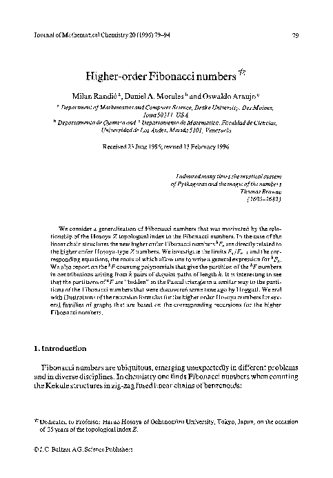 (PDF) Higher-order Fibonacci numbers