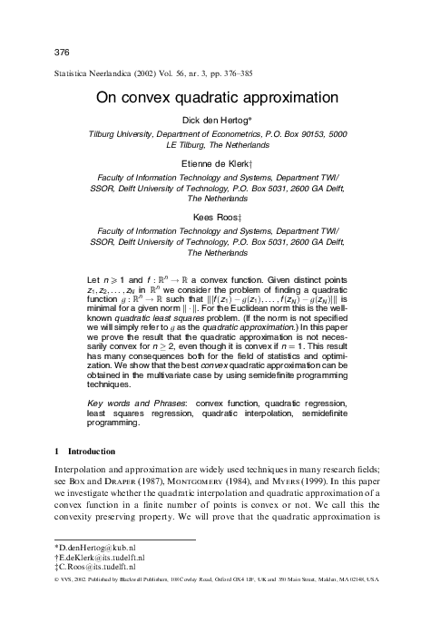 (PDF) On convex quadratic approximation