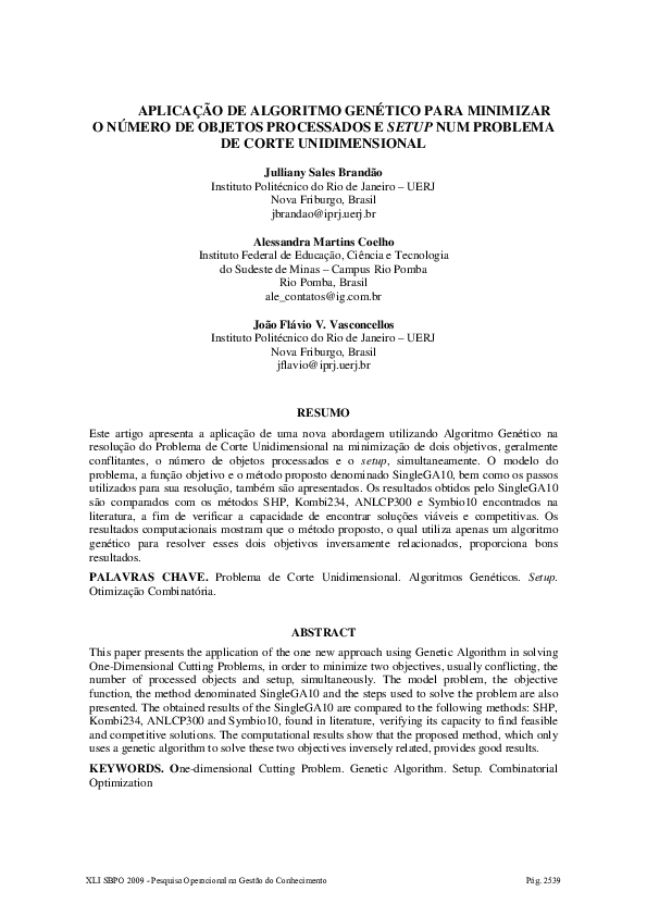 (PDF) Aplicação de Algoritmo Genético para minimizar o número de ...