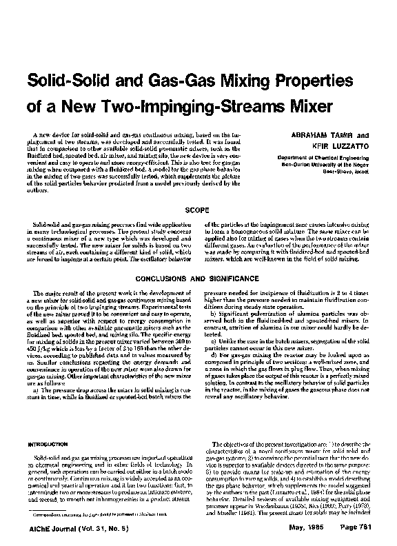 (PDF) Solid-solid and gas-gas mixing properties of a new two-impinging ...
