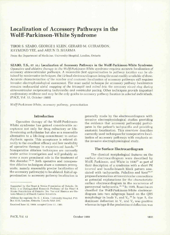 (PDF) Localization of Accessory Pathways in the Wolff-Parkinson-White ...