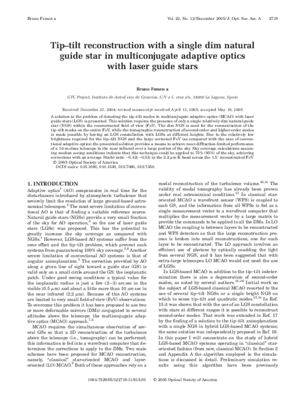 (PDF) A preliminary overview of the multiconjugate adaptive optics module for the E-ELT | Laura ...