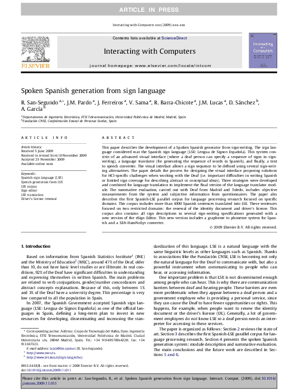 (PDF) Spoken Spanish generation from sign language