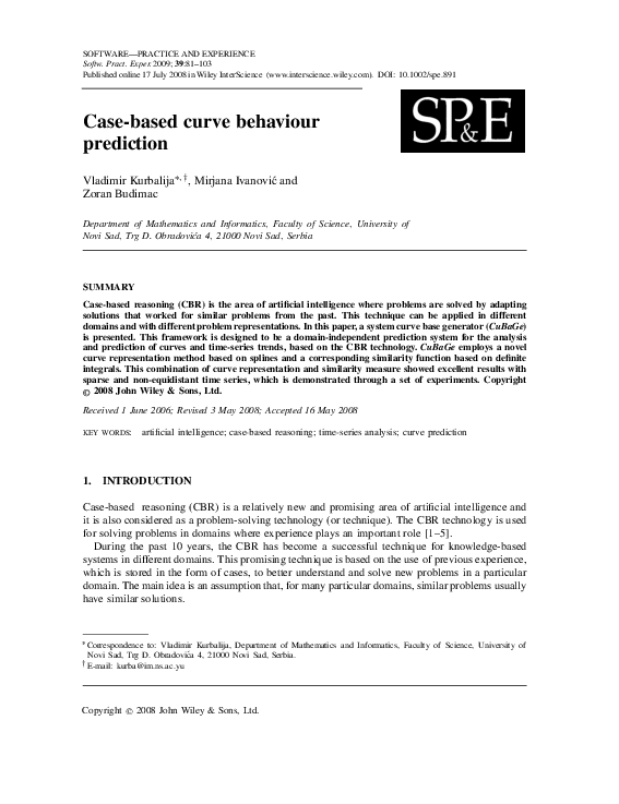 (PDF) Case-based curve behaviour prediction