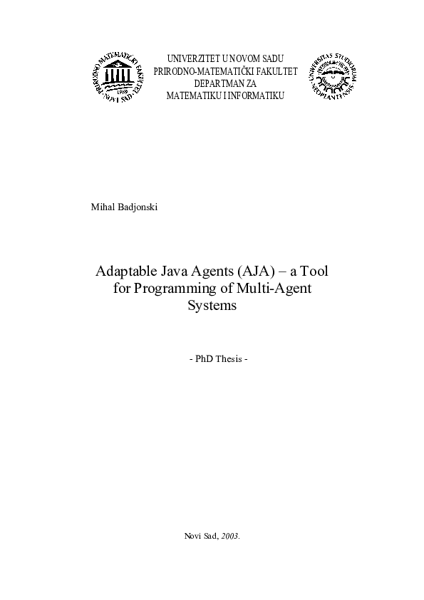 (PDF) Adaptable Java Agents (AJA): a tool for programming of multi-agent systems
