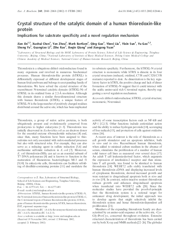 (PDF) Crystal Structure of the Catalytic Domain of Human ADAM33
