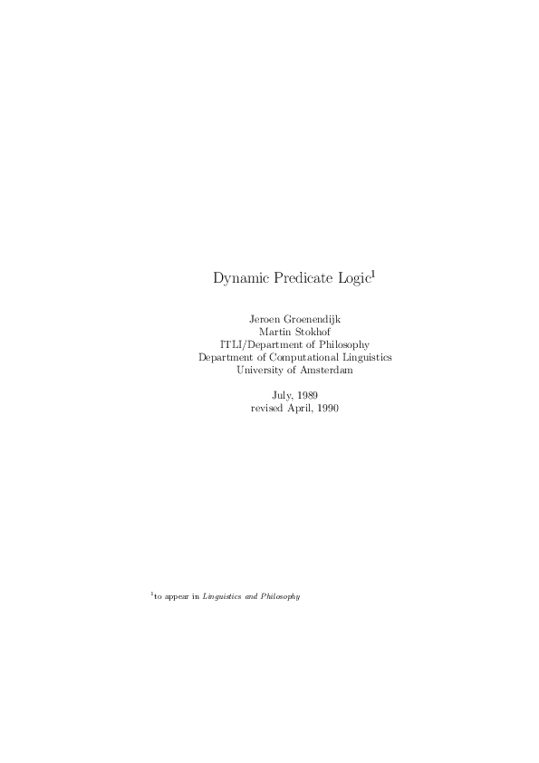 Pdf Dynamic Predicate Logic