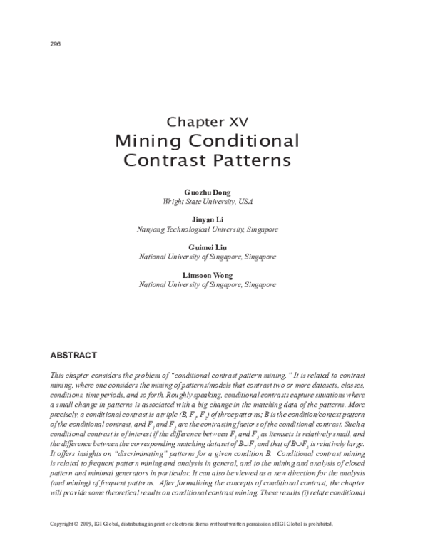 (PDF) Mining Conditional Contrast Patterns