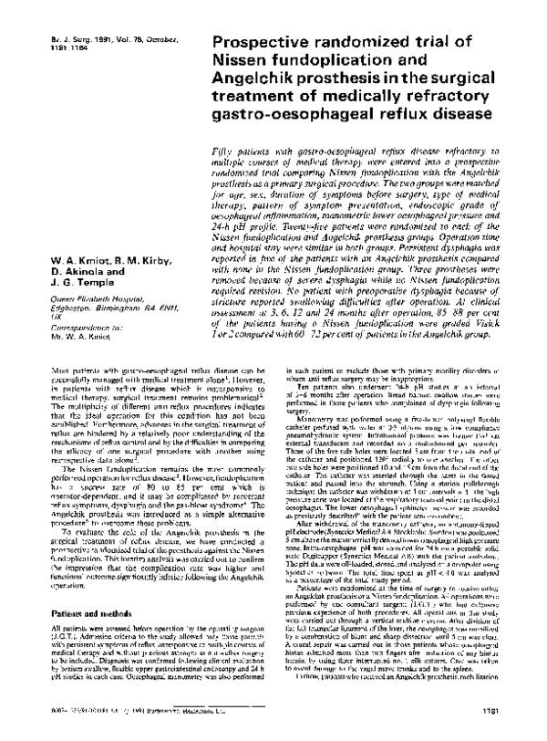 (PDF) Prospective randomized trial of Nissen fundoplication and ...