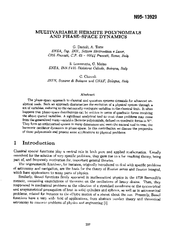 (PDF) Multivariable Hermite polynomials and phase-space dynamics