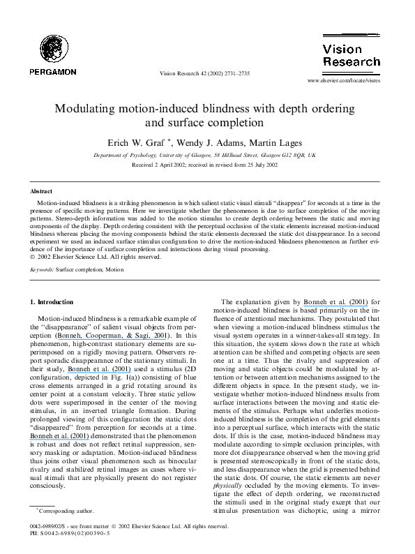 (PDF) Modulating motion-induced blindness with depth ordering and ...