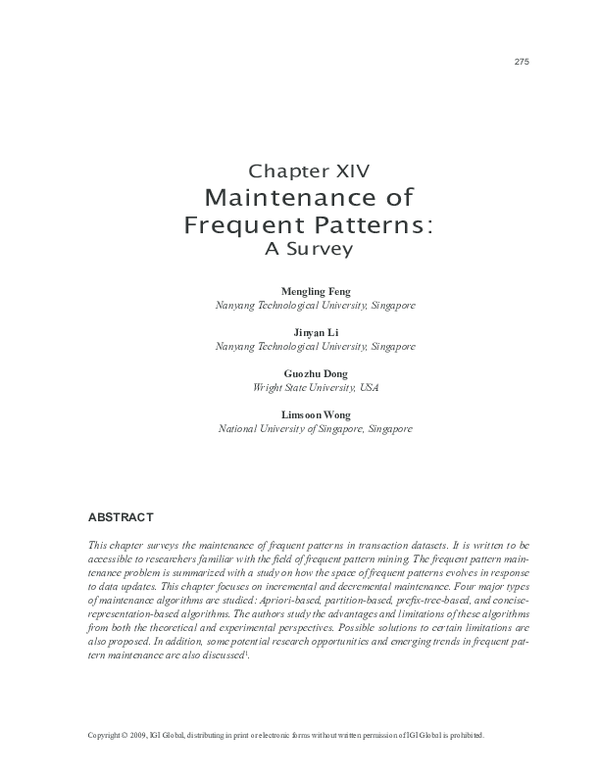 (PDF) Maintenance of Frequent Patterns