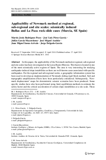 (PDF) Applicability of Newmark method at regional, sub-regional and ...