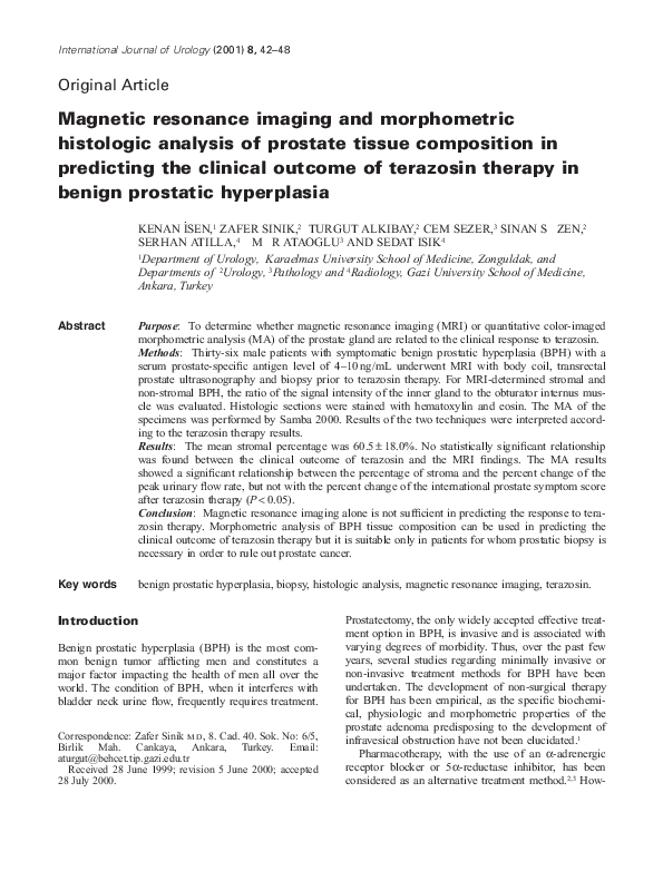 (PDF) Magnetic resonance imaging and morphometric histologic analysis of prostate tissue ...
