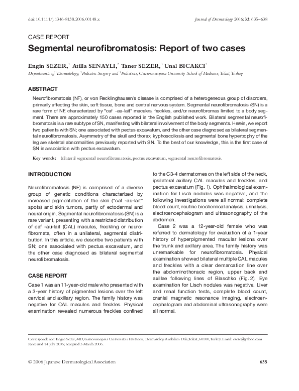 (PDF) Segmental Neurofibromatosis: Two Moroccan Cases | CBR El OUIAM ...