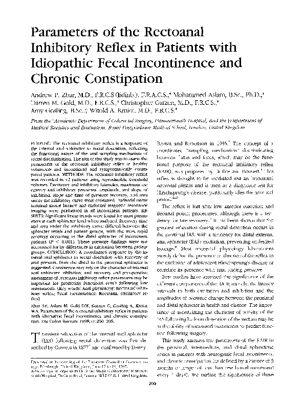 (PDF) Parameters of the rectoanal inhibitory reflex in patients with ...