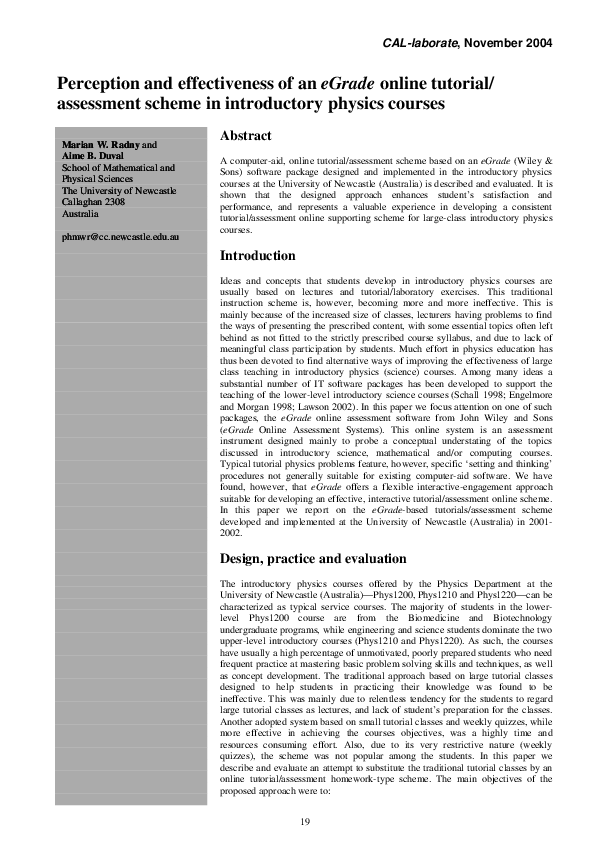 (PDF) Perception and effectiveness of an eGrade online tutorial ...