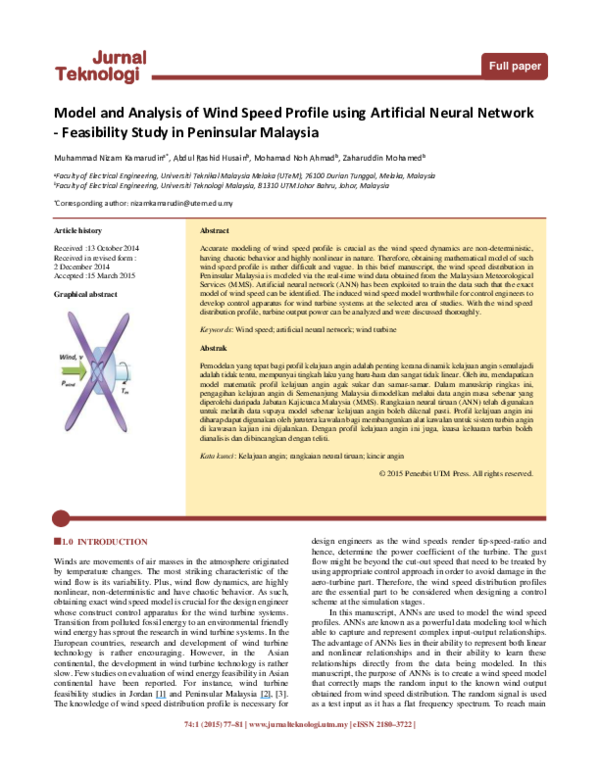 Pdf Model And Analysis Of Wind Speed Profile Using Artificial Neural Network Feasibility