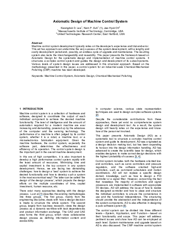 (PDF) Axiomatic Design of Machine Control System