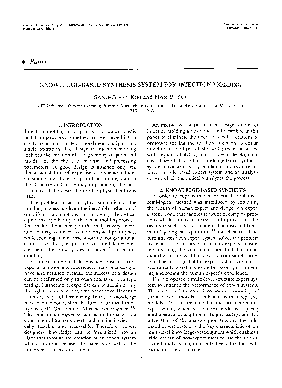 (PDF) Knowledge-based synthesis system for injection molding | nam suh - Academia.edu