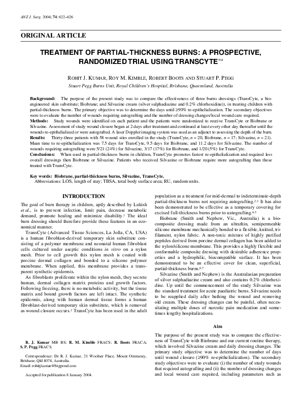 (PDF) Treatment of partial-thickness burns: a prospective, randomized ...