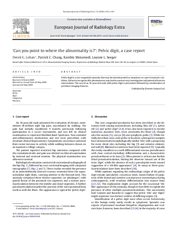 (PDF) ‘Can you point to where the abnormality is?’: Pelvic digit, a ...
