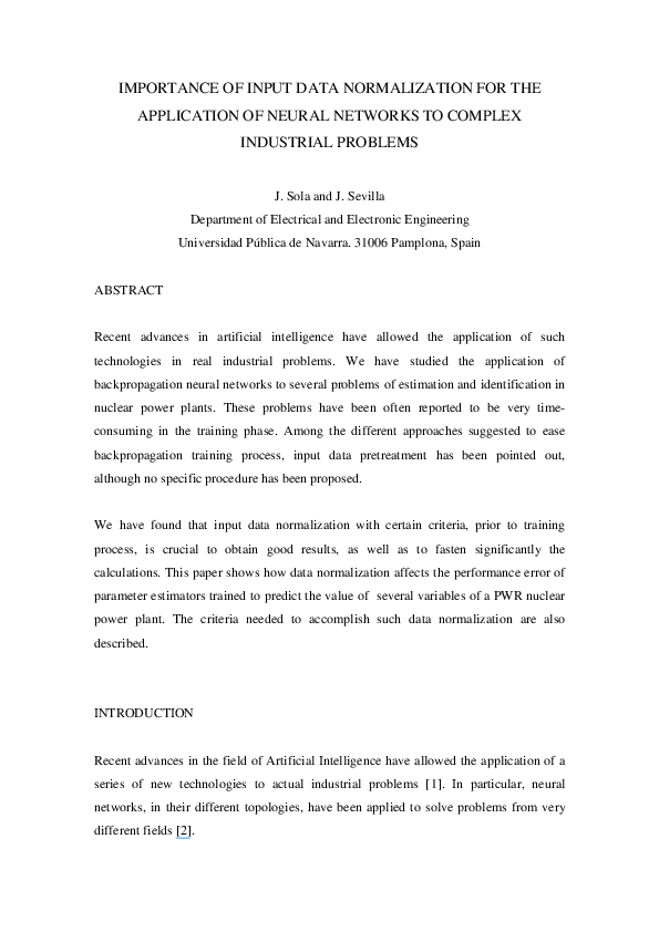 (PDF) Importance of input data normalization for the application of neural networks to complex ...