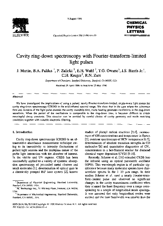 (PDF) Cavity ring-down spectroscopy with Fourier-transform-limited ...