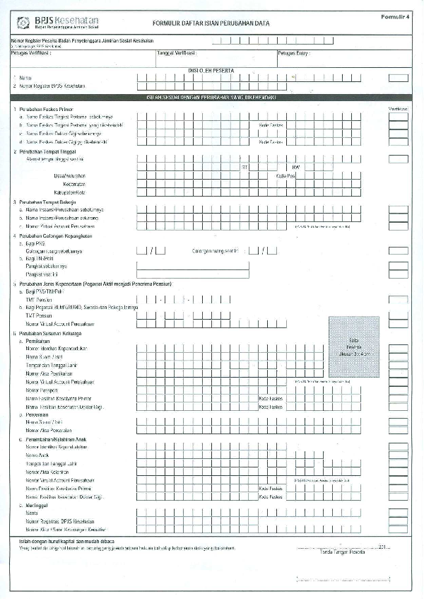 (PDF) Formulir Perubahan data BPJS