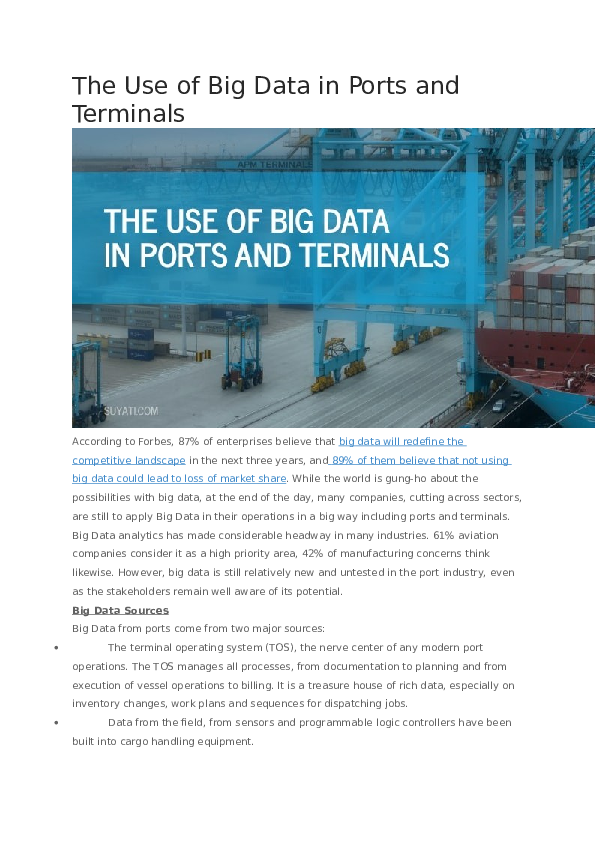 (DOC) The Use of Big Data in Ports and Terminals