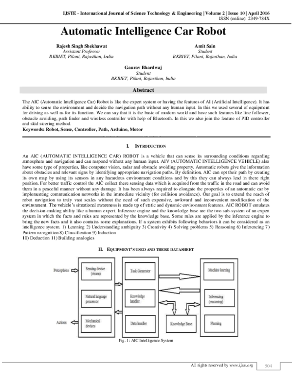(PDF) Automatic Intelligence Car Robot