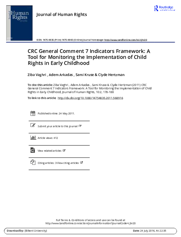 (PDF) CRC General Comment 7 Indicators Framework: A Tool for Monitoring ...