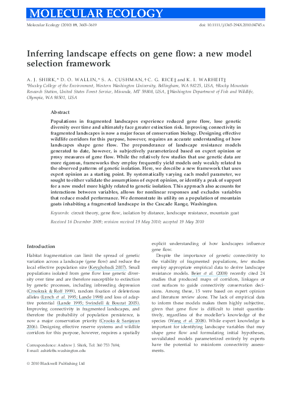 (PDF) Inferring landscape effects on gene flow: a new model selection ...