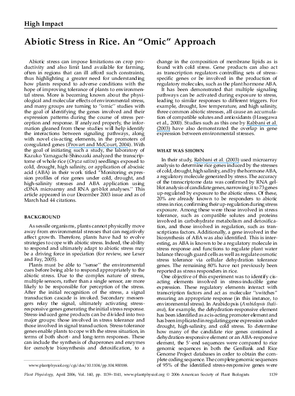 (PDF) Abiotic Stress in Rice. An "Omic" Approach