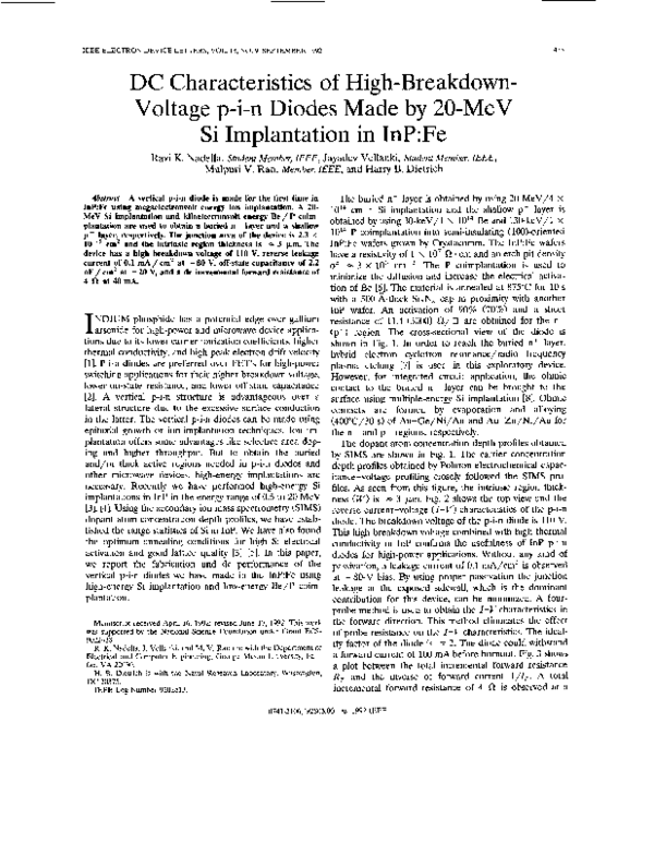 (PDF) DC characteristics of high-breakdown-voltage p-i-n diodes made by ...