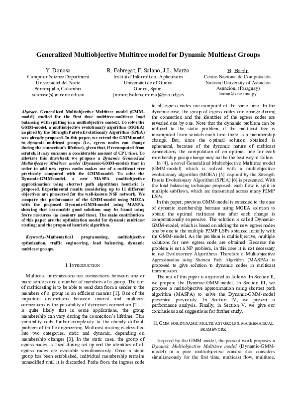 (PDF) Generalized multiobjective multitree model for dynamic multicast groups
