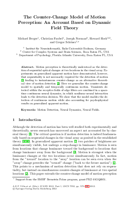 (PDF) The Counter-Change Model of Motion Perception: An Account Based on Dynamic Field Theory