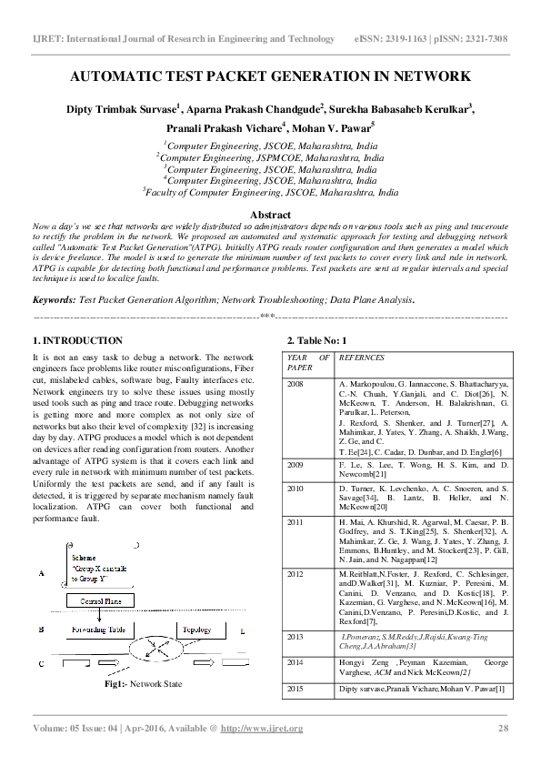 (PDF) AUTOMATIC TEST PACKET GENERATION IN NETWORK