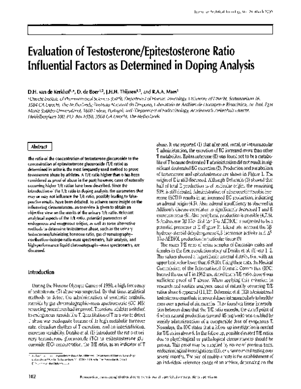 (PDF) Evaluation of Testosterone/Epitestosterone Ratio Influential ...